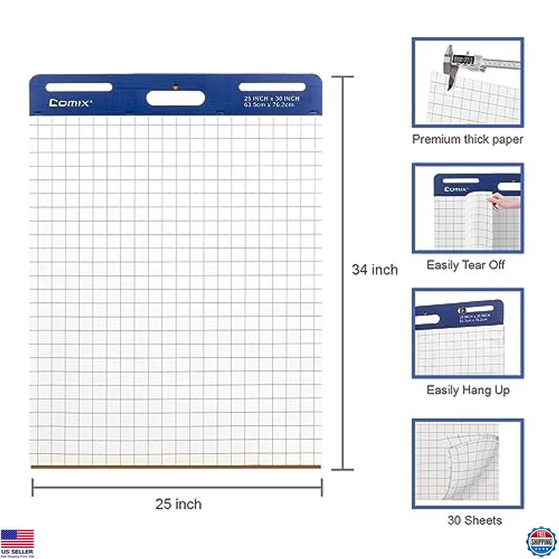 Large Sticky Easel Pad 25x30" Flip Chart for Office School, 30 Sheets ...