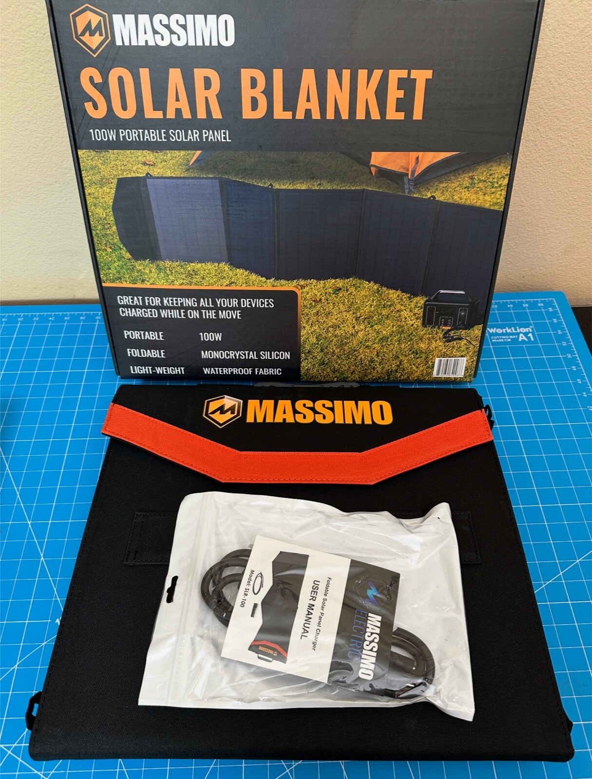 NEW 100W Portable Foldable Solar Panel Blanket Massimo Camping + Home ...