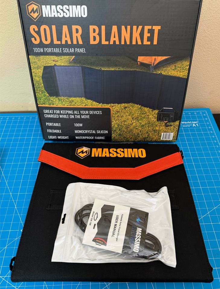 NEW 100W Portable Foldable Solar Panel Blanket Massimo Camping + Home ...