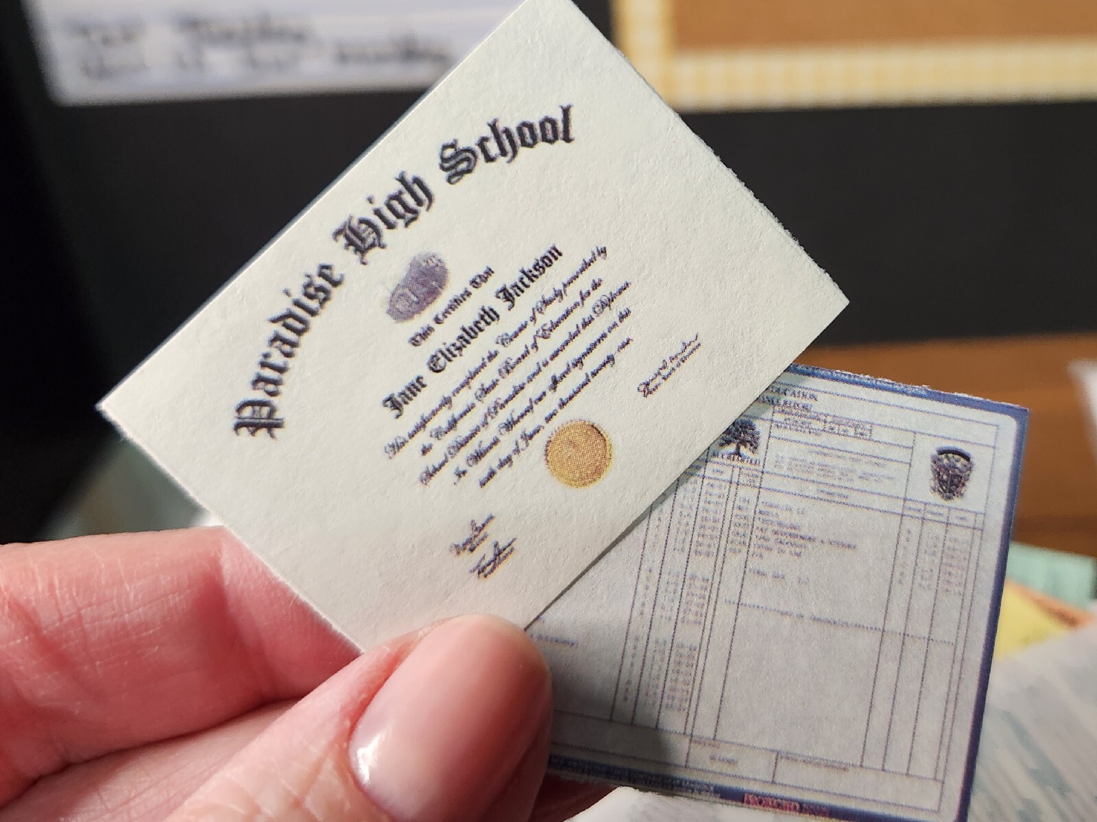 1/6 SCALE Mini HIGH SCHOOL papers, 1 folder, lined paper, homework ...