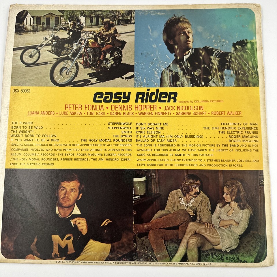 Music From The Soundtrack Easy Rider 1969 Hendrix The Byrds Steppenwolf ...