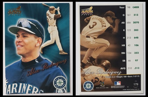 1999 Pacific Aurora ALEX RODRIGUEZ #179 Baseball Card Seattle Mariners ...