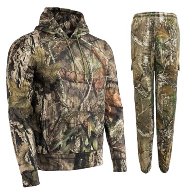 Men's Jungle Print Fishing Pullover Hoodie & Joggers Camouflage ...