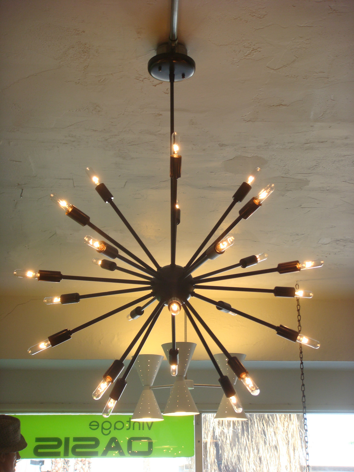 OIL RUBBED BRONZE ATOMIC SPUTNIK STARBURST LIGHT FIXTURE CHANDELIER ...