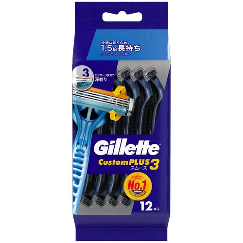 Gillette Custom Plus 3 Smooth Disposable Razor 12 Pieces Close Shave ...