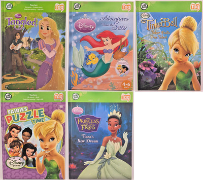 Leap Frog Tag Disney Tangled, Tinkerbell Faeries, & Princesses (5 book ...