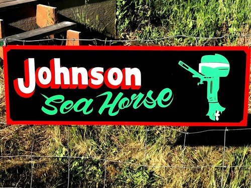 Large Vintage Hand Lettered JOHNSON OUTBOARD MOTOR Boat Gas Man Cave ...