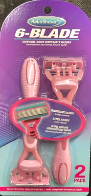 ReliaShave 6-Blade Superior Ladies Disposable Razors- Stainless Steel ...