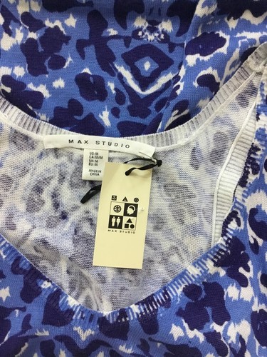 Nwt Max Studio Women's Blue Leopard Print Scoop Neck Tank Top Sweater ...