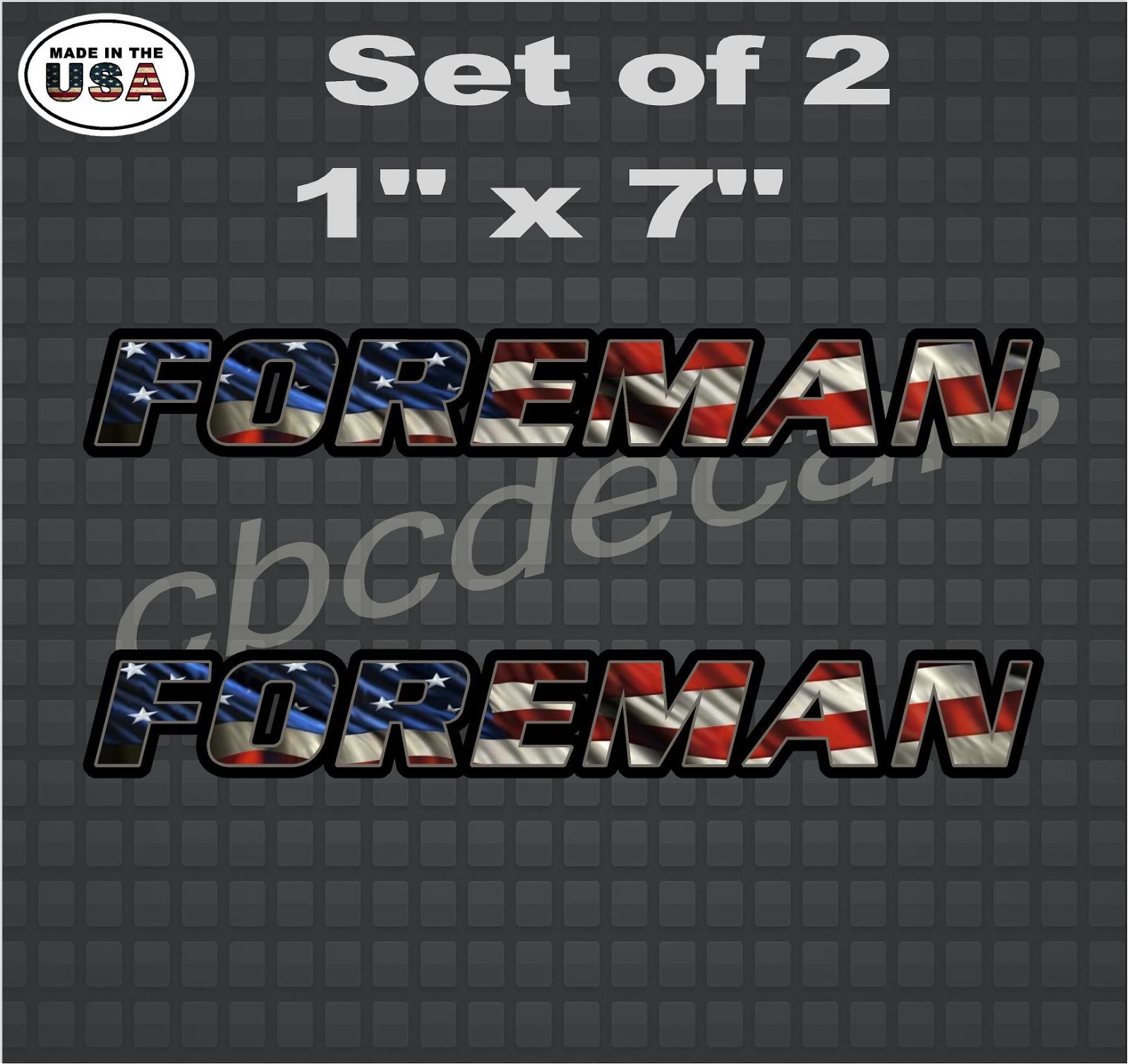 Foreman American Flag Vinyl Decal / Sticker Hard Hat Name Decals ...