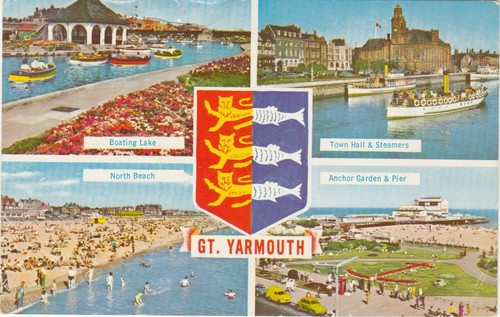 POSTCARD Natural Colour Series MultiView Great Yarmouth Boating Lake ...