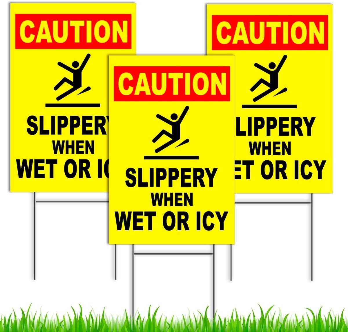 Icy Caution Slippery Caution Slippery When Wet Or Icy 12" X 18"
