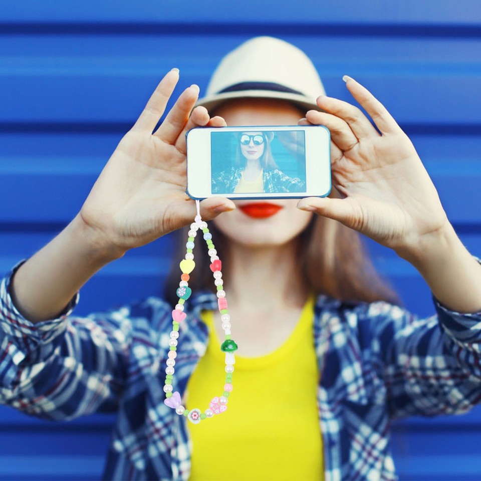 Cartoon Style Beaded Phone Charm Telefono cellulare Anti-Lost Polsino ...