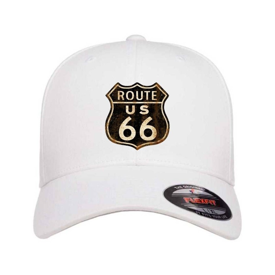 US Route 66 Vintage Historic Highway Cap 5001 Flexfit Baseball Hat S/M ...