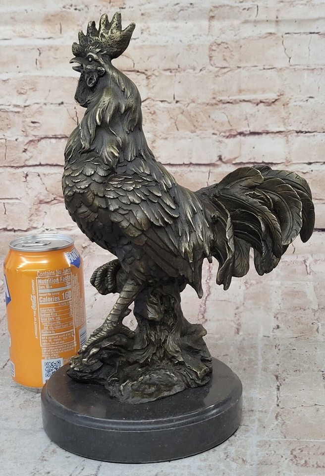 Bronze Sculpture Large Chicken Rooster Farm Animal home Decor Marble ...