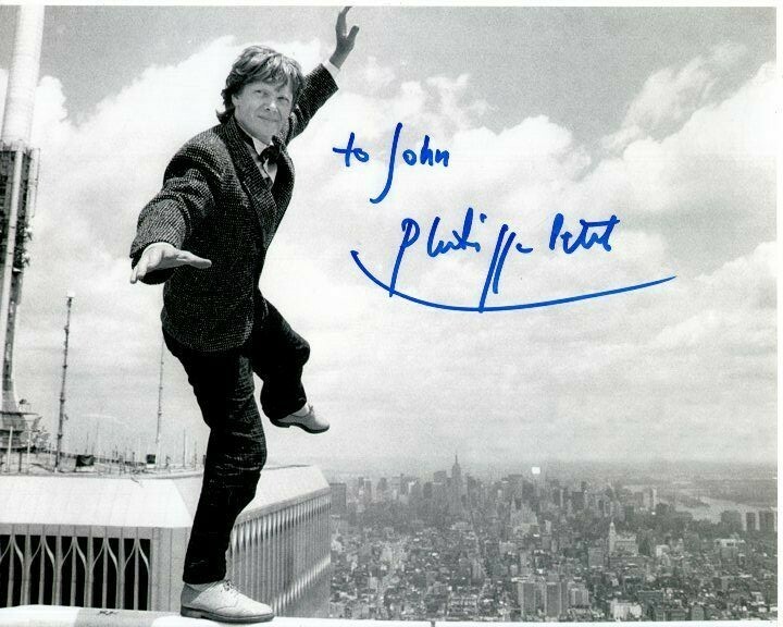PHILIPPE PETIT Signed 8x10 NYC TWIN TOWERS HIGH WIRE ARTIST Photograph ...