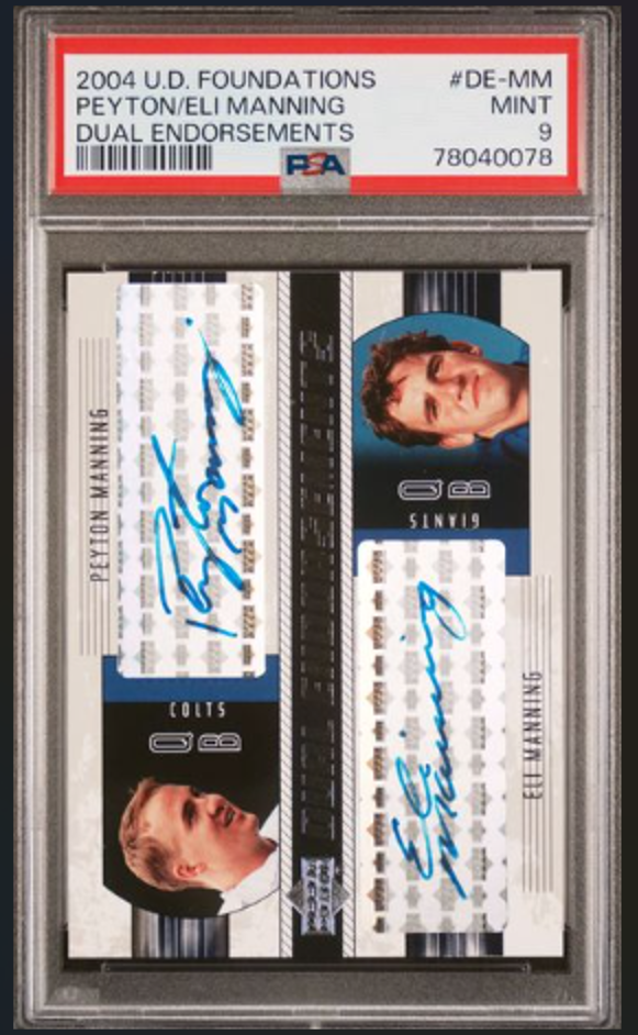 Peyton Manning & Eli Manning 2004 Upper Deck Dual Endorsements RC AUTO MInt PSA9 | eBay
