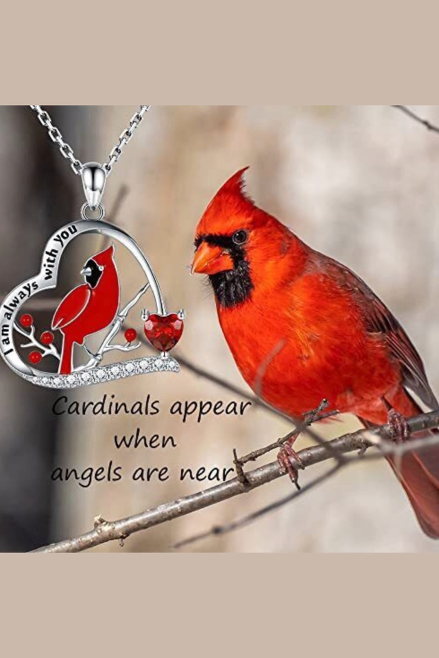 Sterling Silver Red Cardinal Necklace Memorial Pendant Jewelry Gift for ...