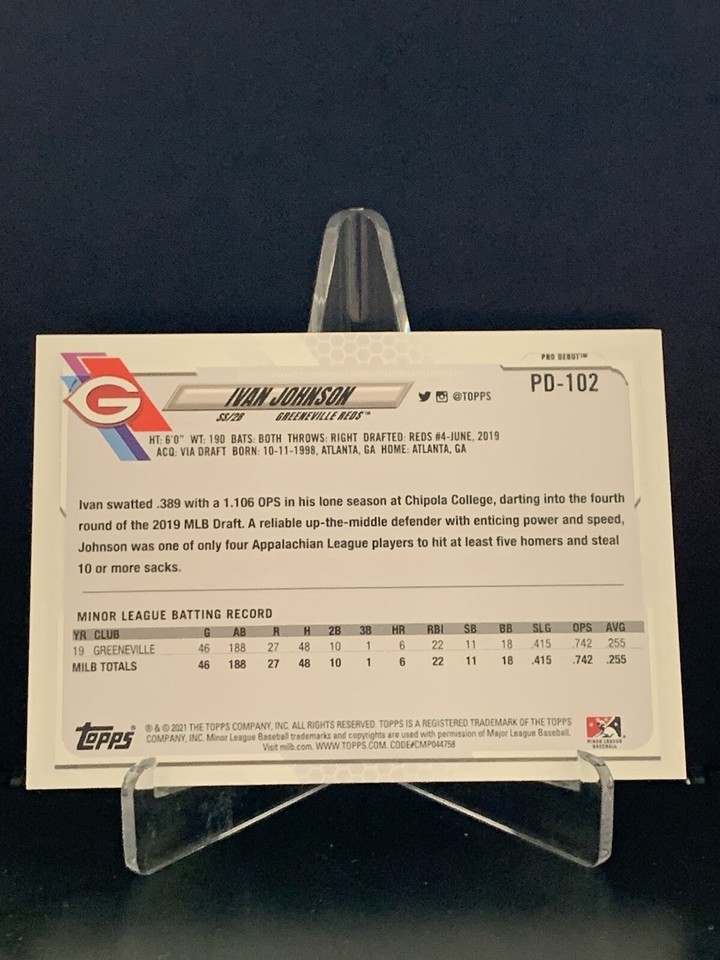 Ivan Johnson 2021 Topps Pro Debut #PD-102 Reds | eBay