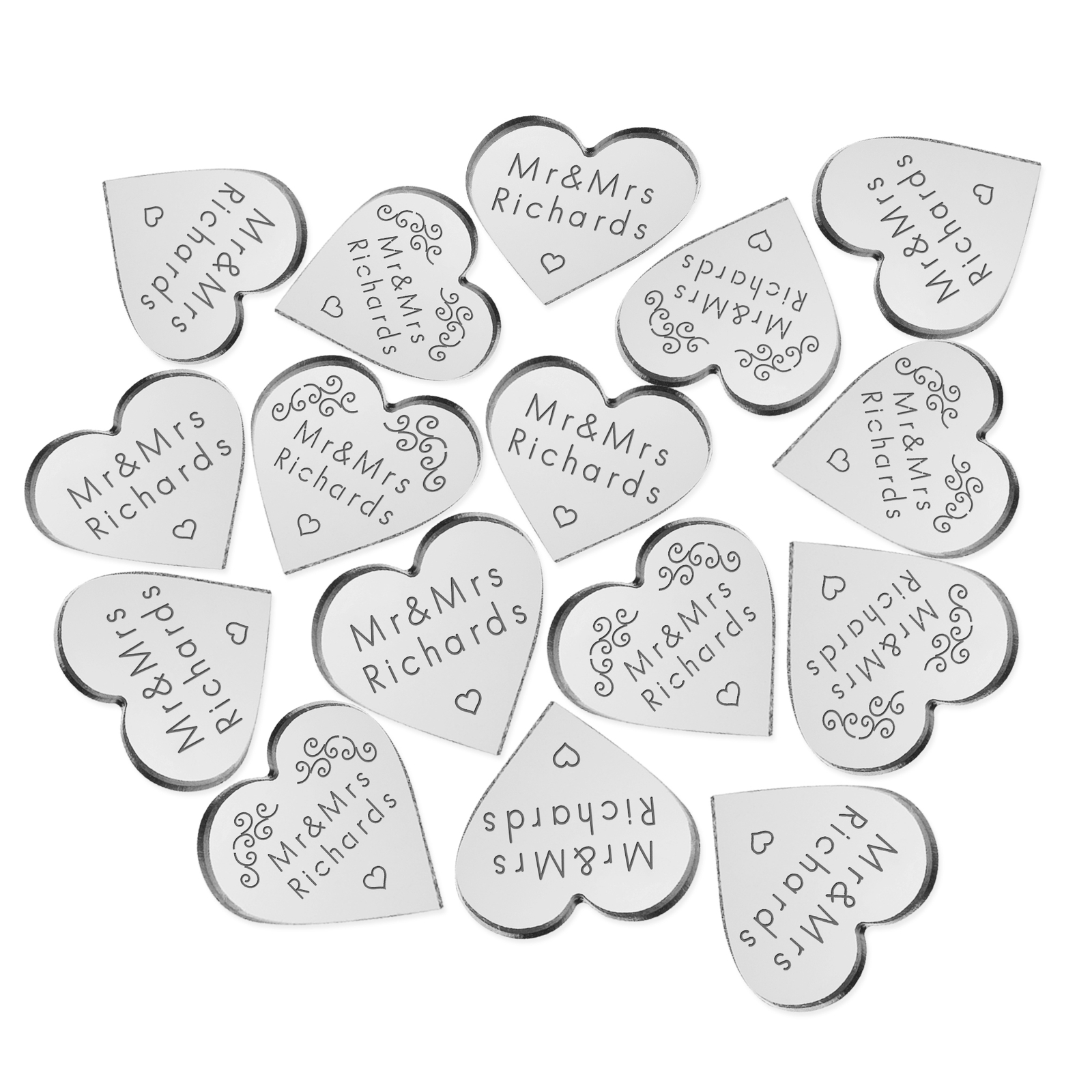 Personalised Mini Heart Tokens Wedding Favours Mr Mrs Decoration Custom ...