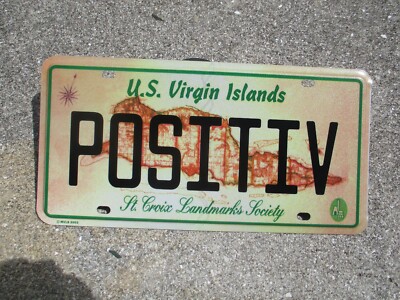 U.S. Virgin Islands St. Croix Landmarks Society license plate # POSITIV ...