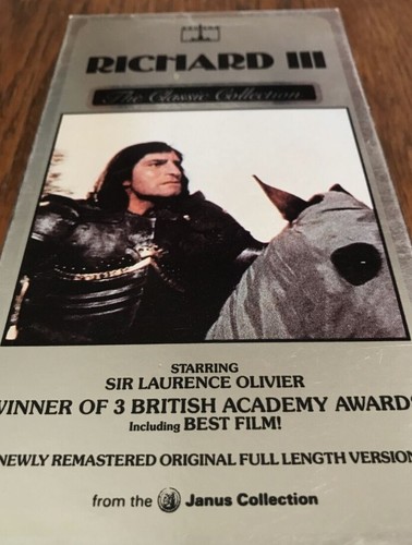 Richard III VHS Janus/Criterion Shakespeare Laurence Olivier | eBay