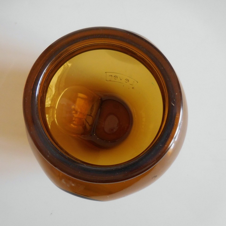 Glass Orange Amber Lever Container Made in Belgium Vintage Art Deco ...