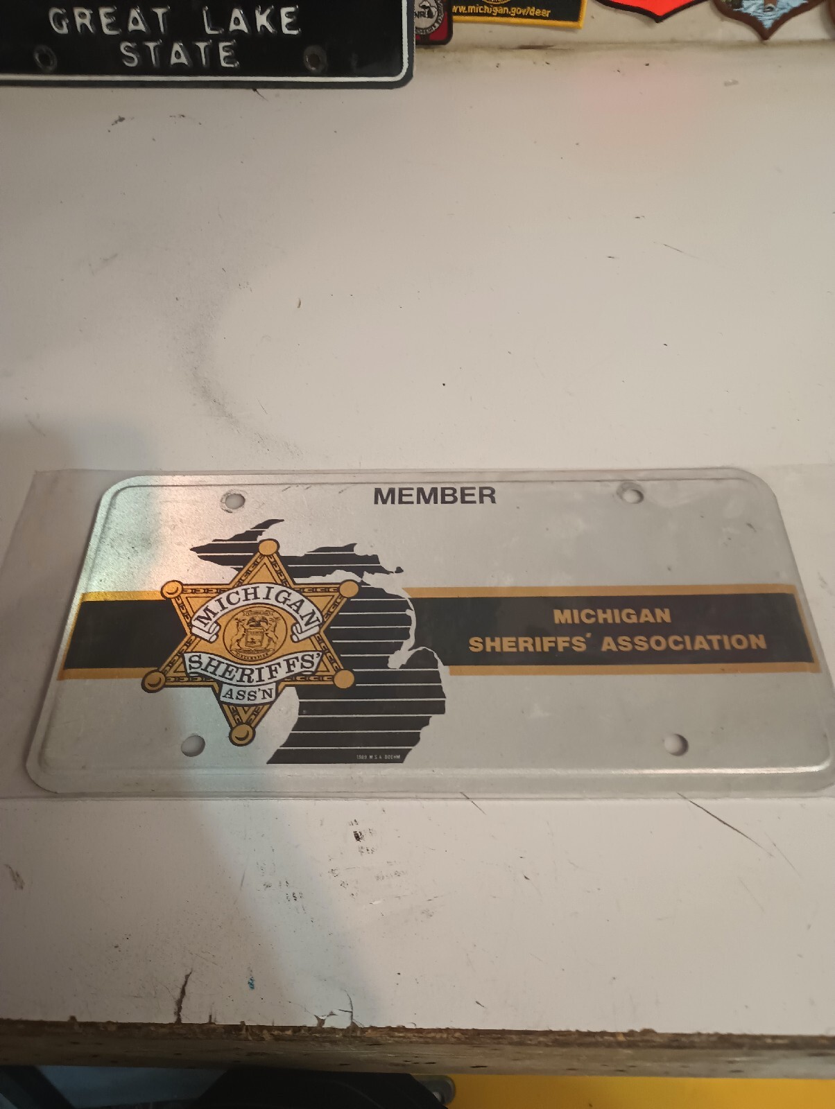 1989 Michigan Sheriffs Association Member License Plate Car Tag Booster ...