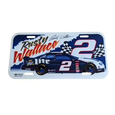 Vintage Wincraft NASCAR Rusty Wallace Miller Lite #2 Plastic License ...