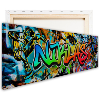 vz5 Leinwandbild Graffiti Bild mit Namen Wandbild Kinderzimmer Bild ...