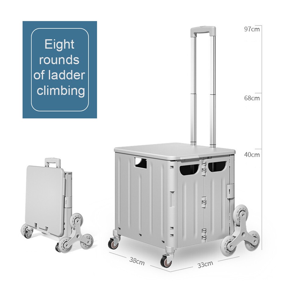 Folding Boot Cart Shopping Trolley Case Storage Box On Wheels Foldable ...