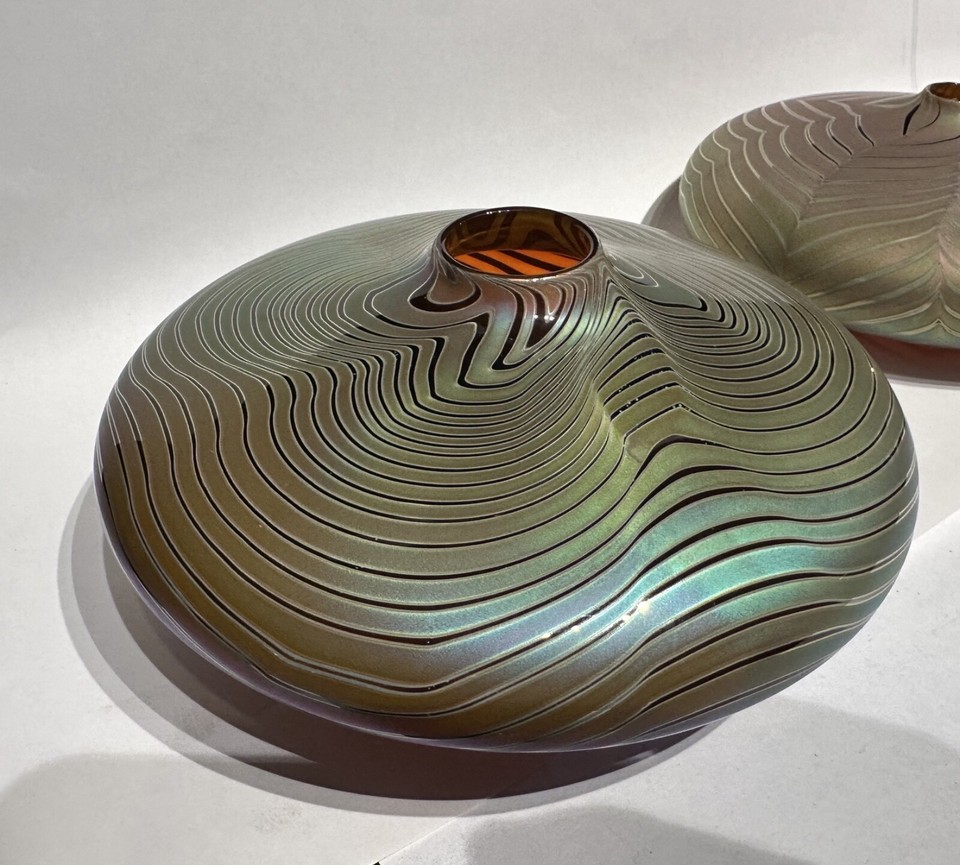 Craig Zweifel decorative glass vases , low vase signed 1998 art TWO , a ...