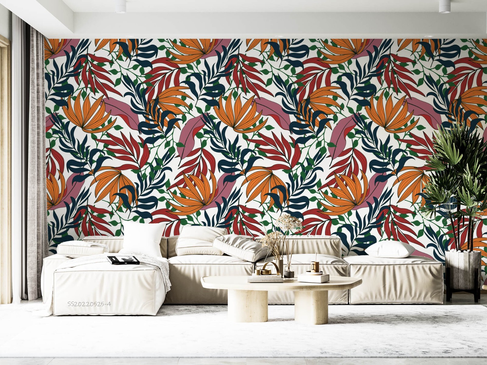 3D Tropical Leaf Brown Pattern Wallpaper Wall Murals Removable ...