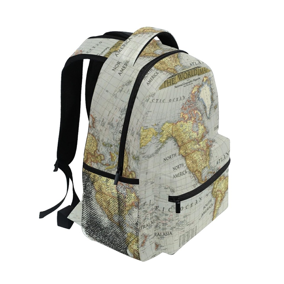 Backpack Travel World Map Painting School Bookbags Shoulder Laptop ...