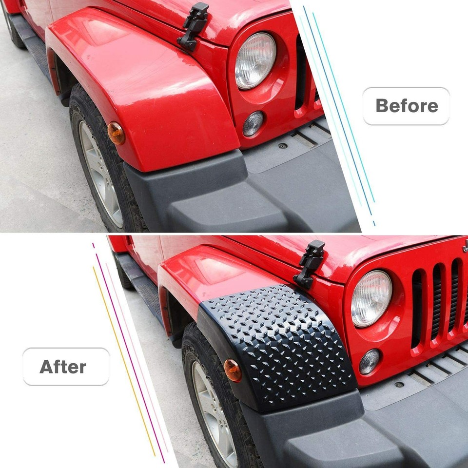 FOR 2007-17 JEEP WRANGLER JK 2PCS FRONT FENDER DECOR COVER TRIM ...