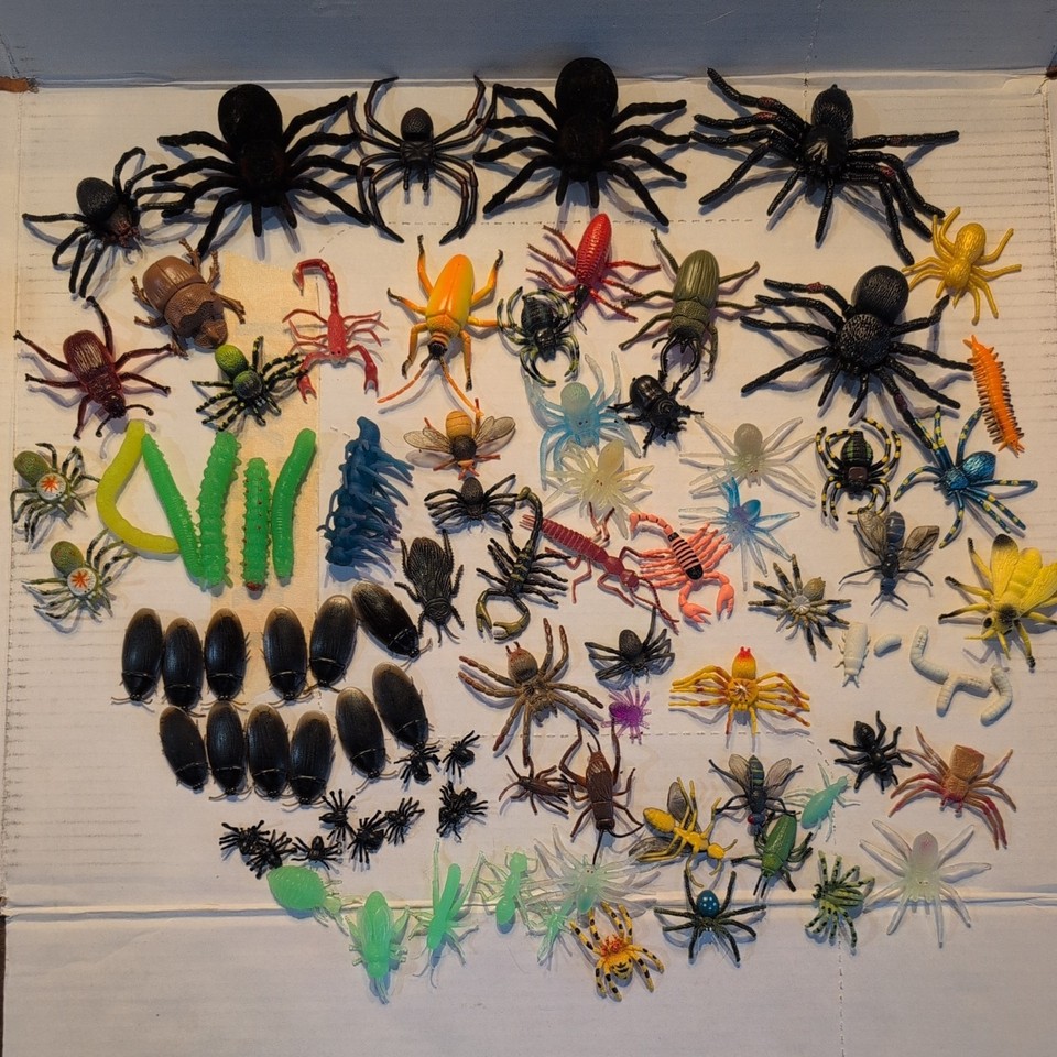 Big Lot 70+ of Toy Spiders & Bugs for Play - Spiders, Cockroaches ...