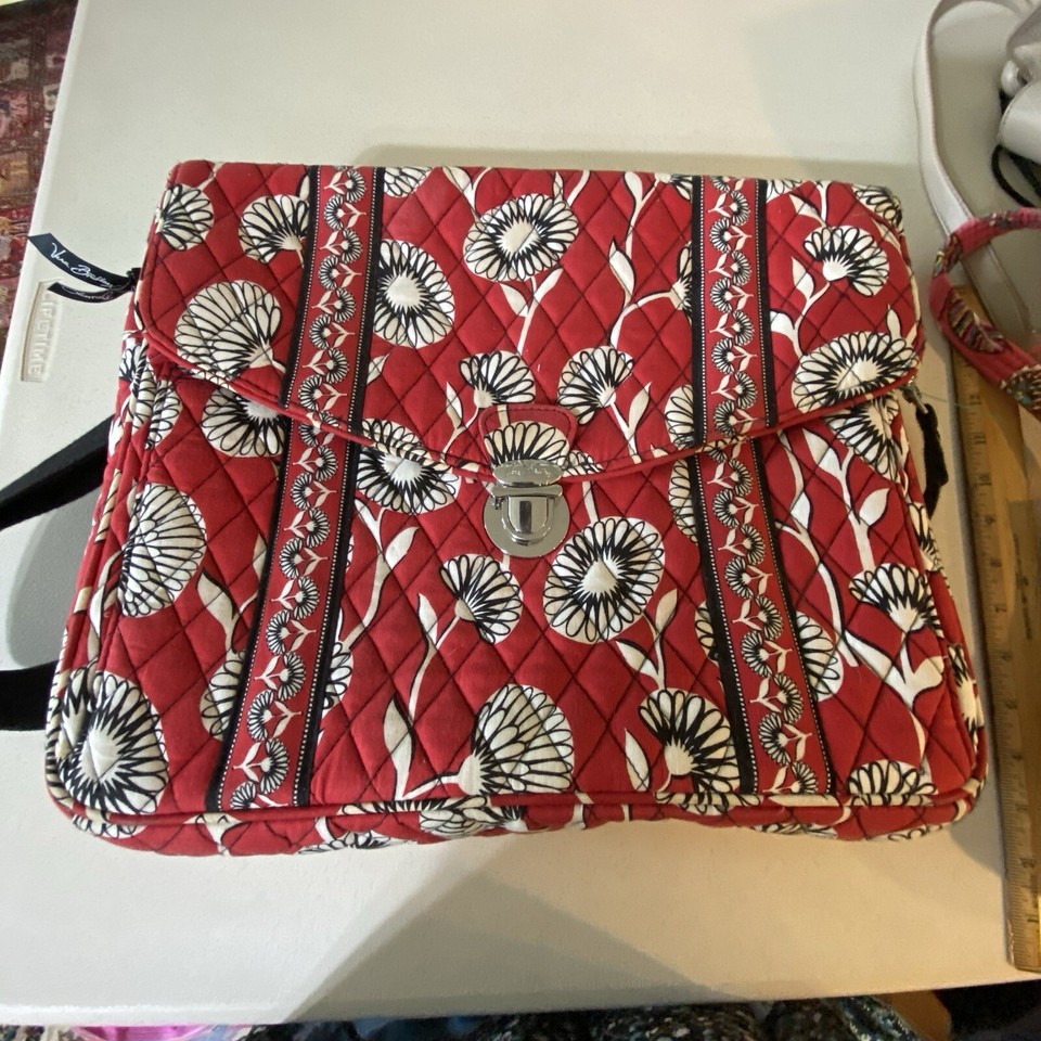 Vera Bradley Laptop Bag Red Deco Daisy Poppy Floral Black And White ...