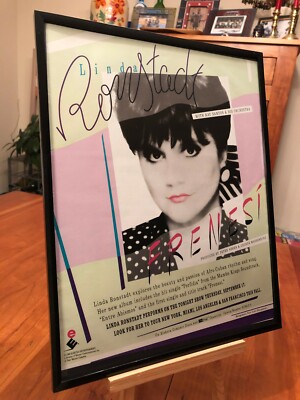 BIG 11X14 FRAMED LINDA RONSTADT "FRENESI" & "PERFIDIA" LP ALBUM CD 45 ...