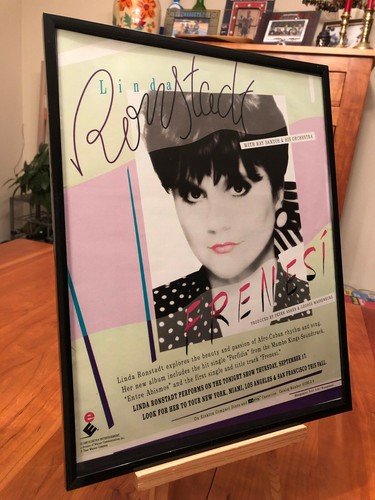 BIG 11X14 FRAMED LINDA RONSTADT "FRENESI" & "PERFIDIA" LP ALBUM CD 45 ...