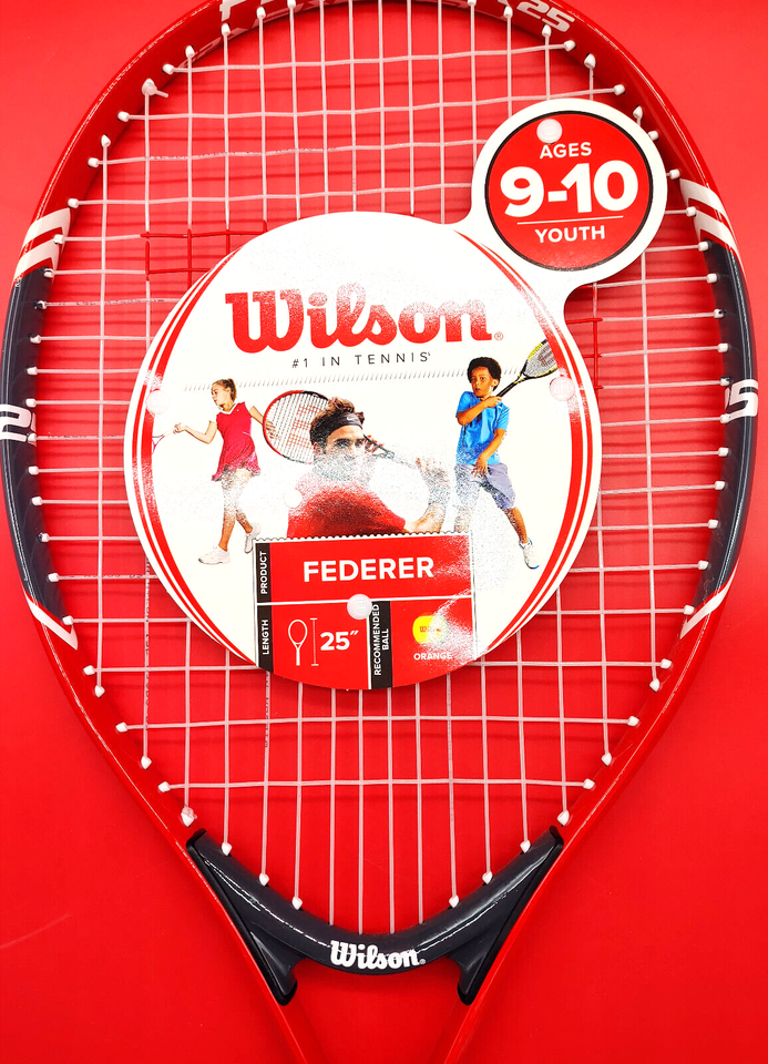 Wilson Federer Tennis Racket Red & Gray 25" Youth 9-10 | eBay