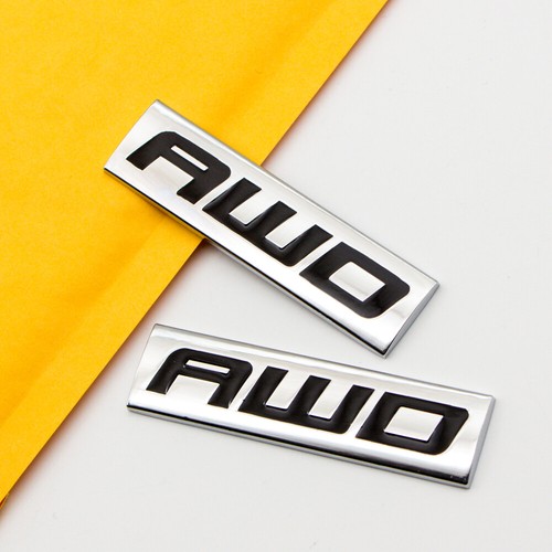 2x Metal Black AWD Chrome All Wheel Drive Fender Trunk Badge Decal ...
