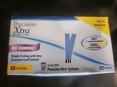 Abbott 50 Precision Xtra Blood Glucose Test Strips (Sealed ...