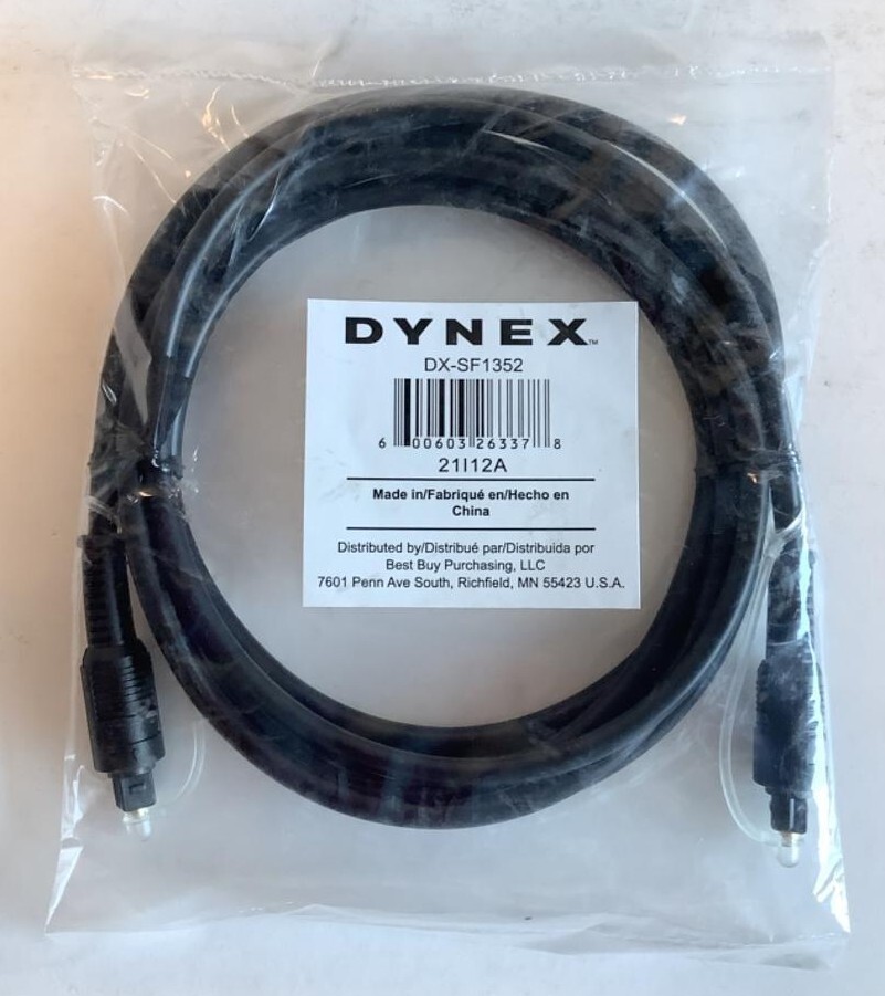 NEW Dynex 8 ft PVC Jacket Optical Digital Audio Cable Black DX-SF1352 ...