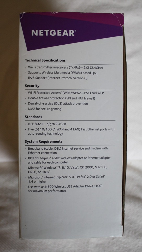 Netgear N300 WiFi Router Wireless Router WNR2000 v5 With Power Cord 4 ...