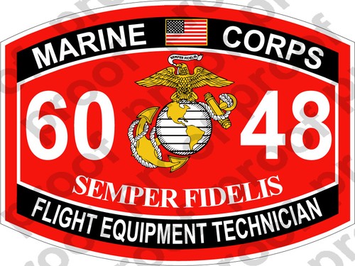 STICKER USMC MOS 6048 FLIGHT EQUIPMENT TECHNICIAN ooo USMC Lisc No ...