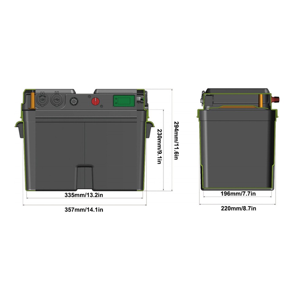 Trolling Motor Battery Power Box Waterproof Storage Box with Voltmeter ...