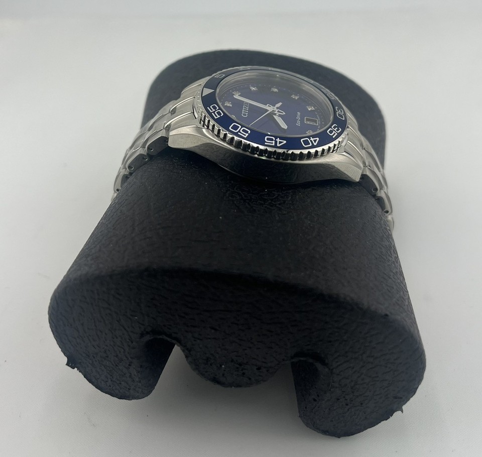 Citizen Carson Blue Dial Stainless Steel Diamond Women's Watch FE616 ...