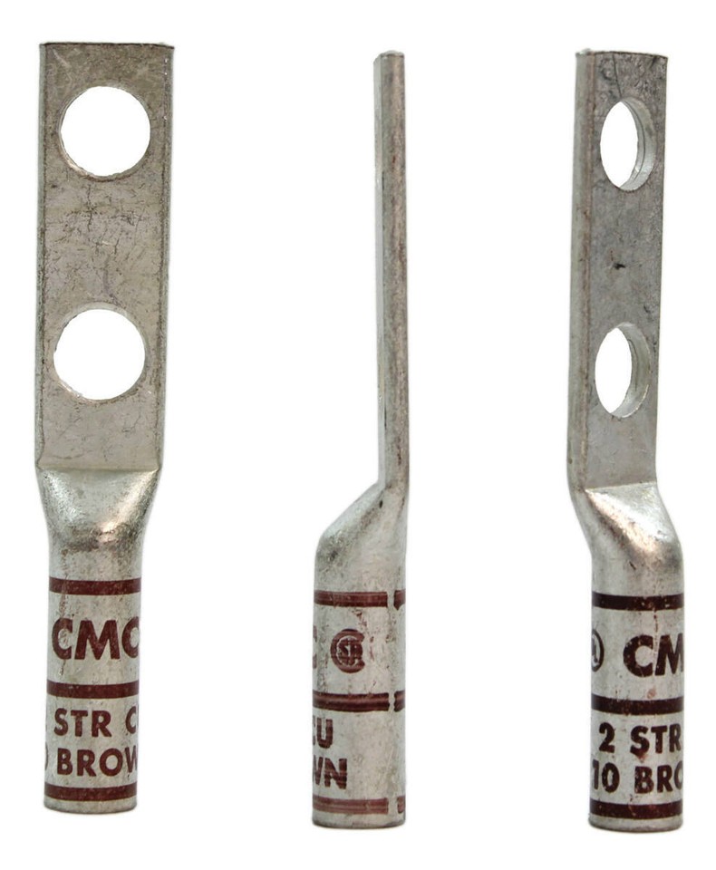 CMC YA2C-2TC38 Compression Lug 2 AWG 2 Hole 3/8 In Stud Copper Long ...