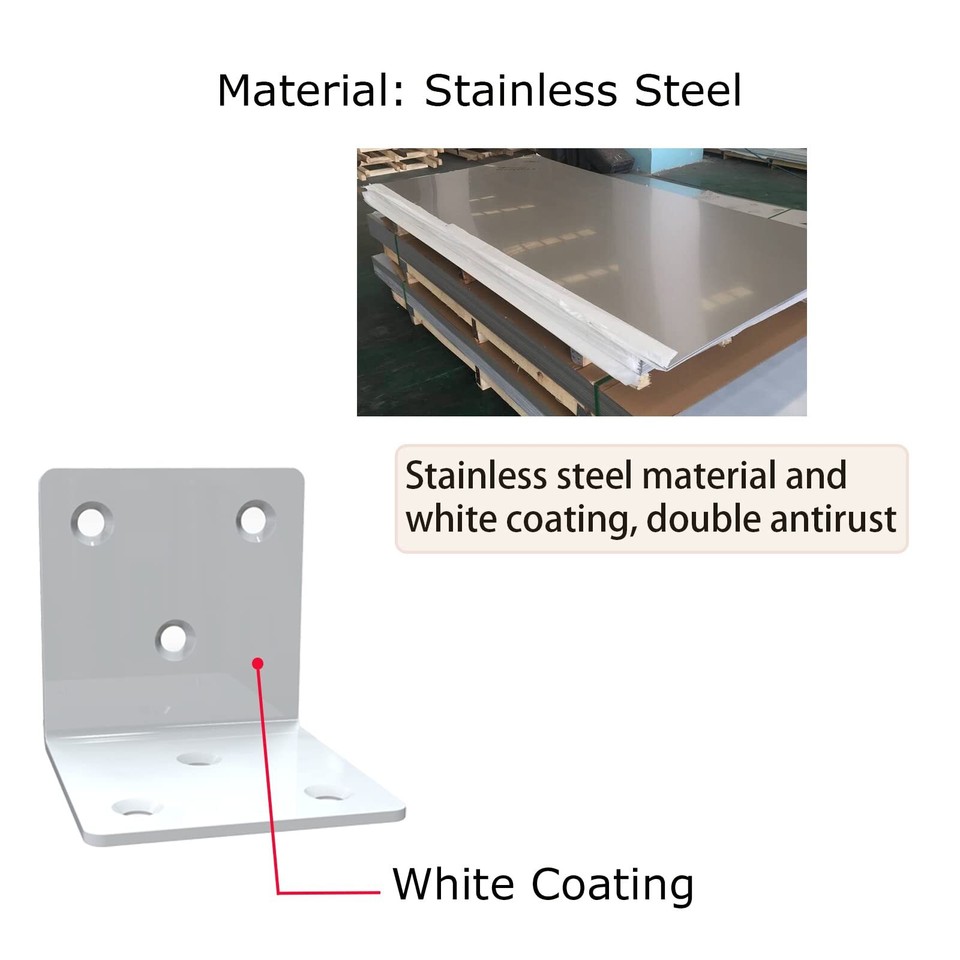 10 Pcs Stainless Steel Corner Brackets Right Angle L Shape Shelf ...