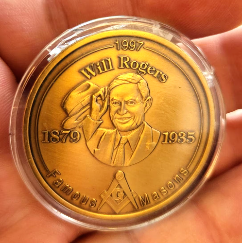 Famous Masons Will Roger Coin 1997 - Ancient Accepted Scotish Rite of ...